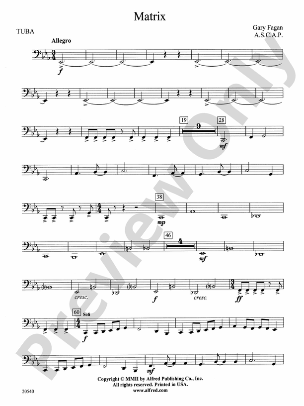 Matrix: Tuba: Tuba Part - Digital Sheet Music Download