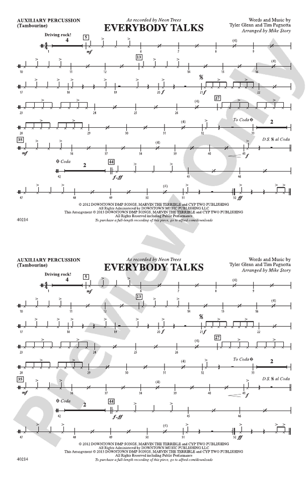 Everybody Talks: Auxiliary Percussion: Auxiliary Percussion Part ...