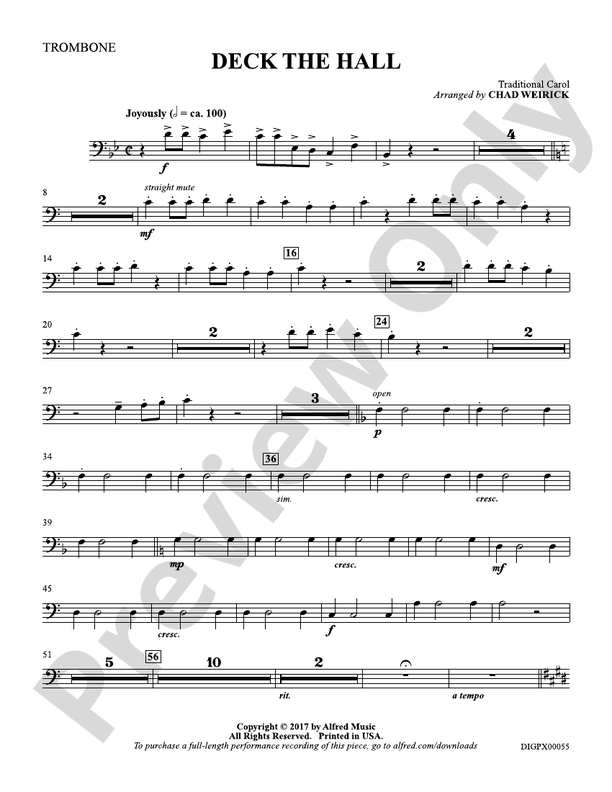 Deck the Hall: 1st Trombone: 1st Trombone Part - Digital Sheet Music ...