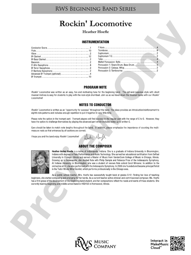 Rockin' Locomotive: Concert Band Conductor Score & Parts: Heather ...