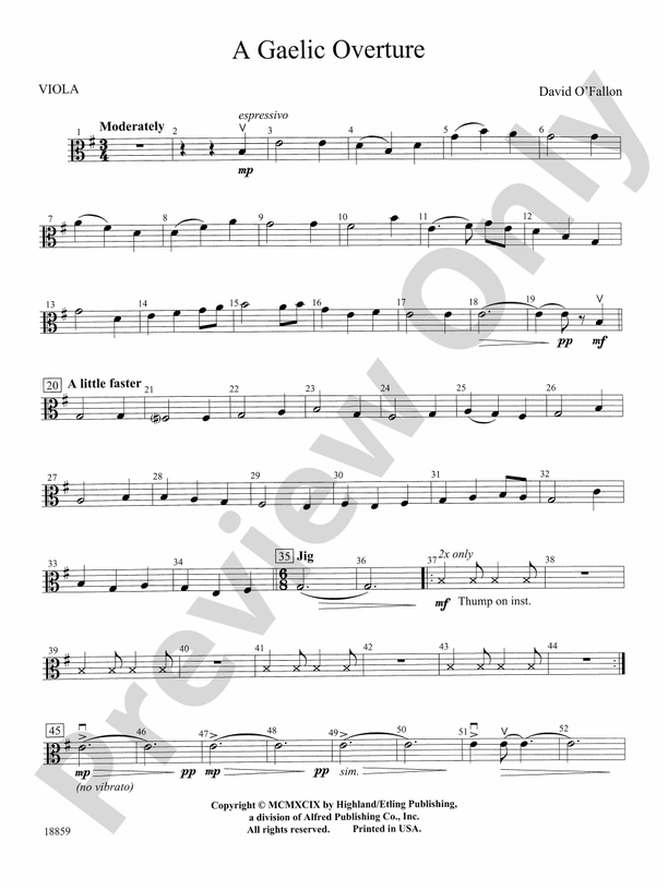A Gaelic Overture: Viola: Viola Part - Digital Sheet Music Download