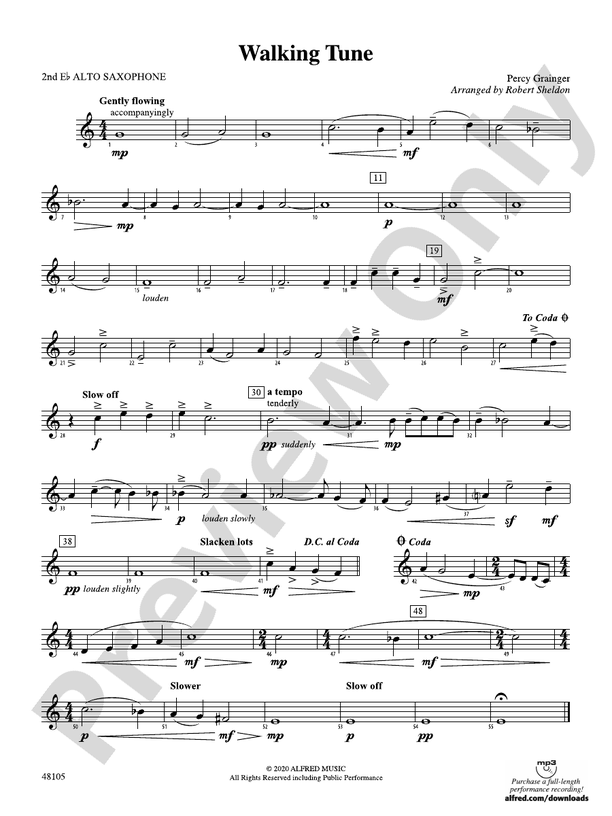 Walking Tune: 2nd E-flat Alto Saxophone: 2nd E-flat Alto Saxophone Part ...