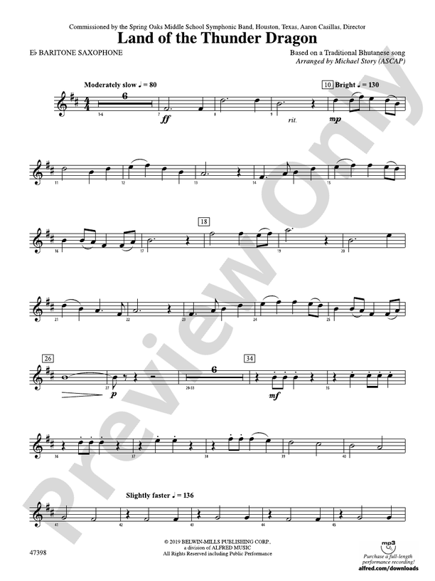 Land of the Thunder Dragon: E-flat Baritone Saxophone: E-flat Baritone ...