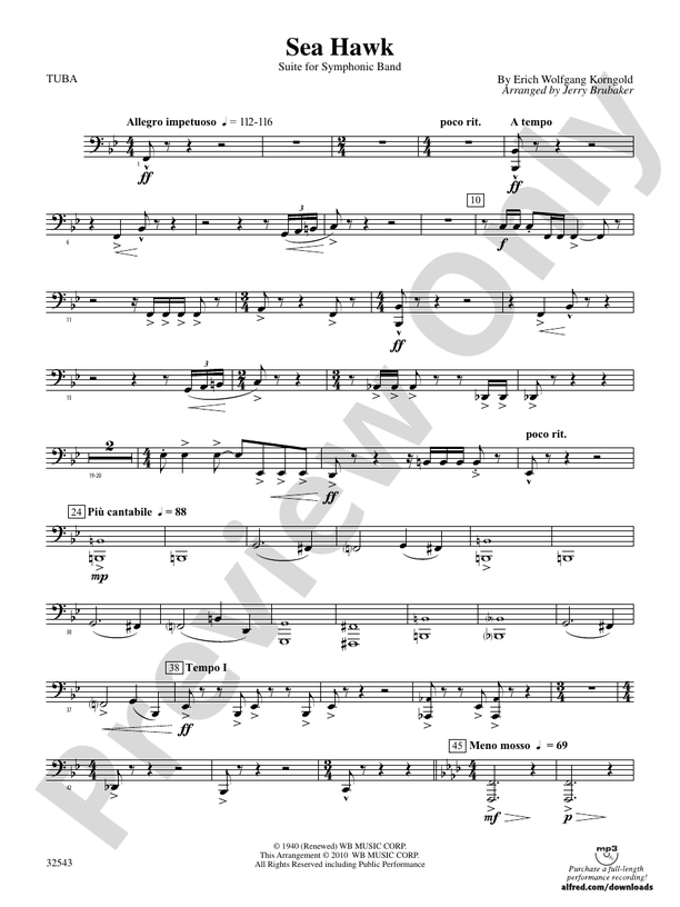 Sea Hawk: Tuba: Tuba Part - Digital Sheet Music Download