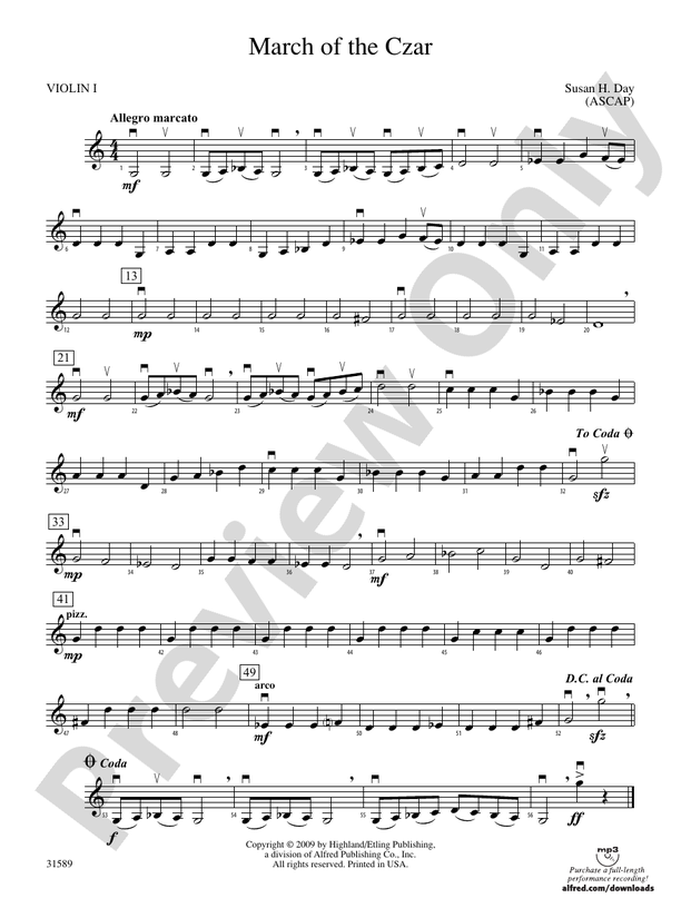 March of the Czar: 1st Violin: 1st Violin Part - Digital Sheet Music Download