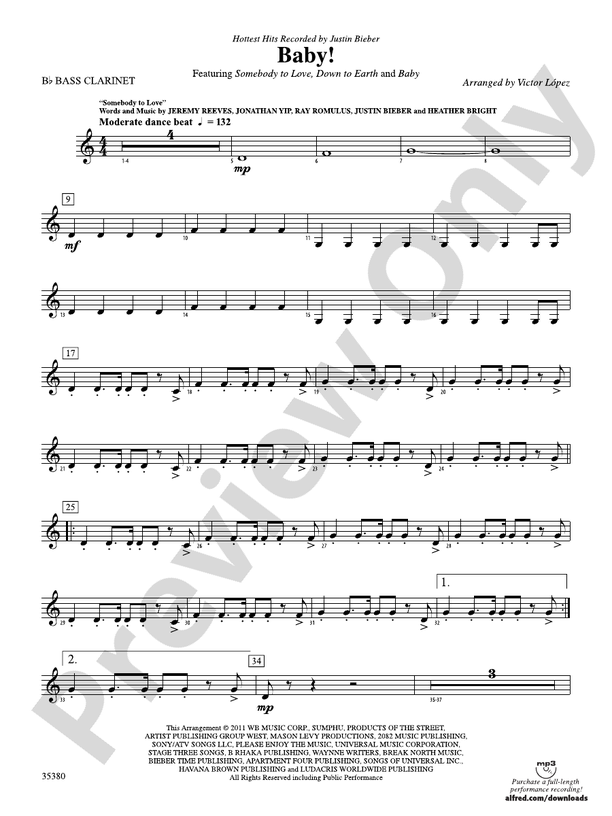Baby!: B-flat Bass Clarinet: B-flat Bass Clarinet Part - Digital Sheet Music Download