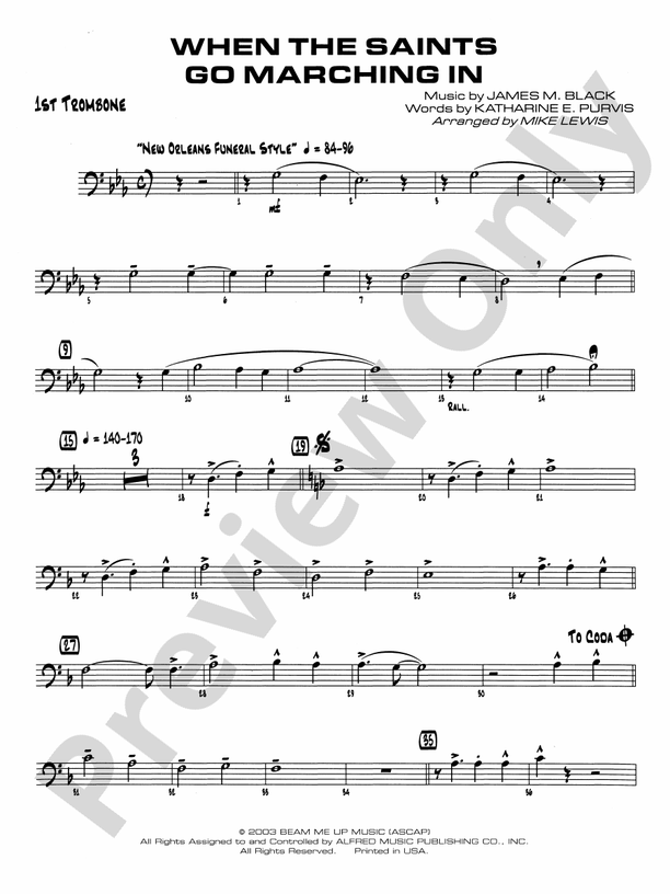 When the Saints Go Marching In: 1st Trombone: 1st Trombone Part ...