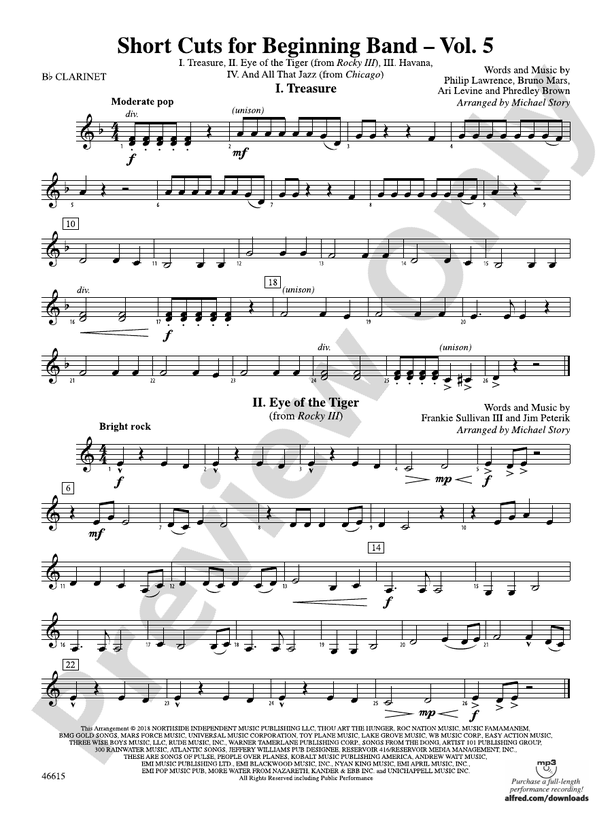 Short Cuts for Beginning Band -- Vol. 5: 1st B-flat Clarinet: 1st B ...