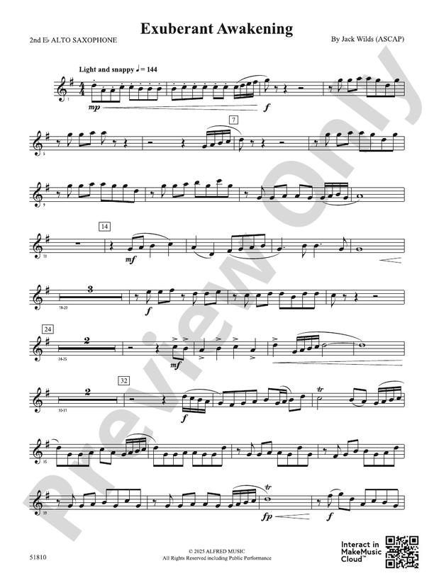 Exuberant Awakening: 2nd E-flat Alto Saxophone: 2nd E-flat Alto Saxophone Part - Digital Sheet ...