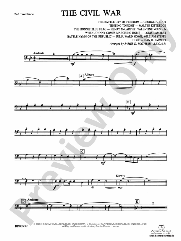 The Civil War: 2nd Trombone: 2nd Trombone Part - Digital Sheet Music Download