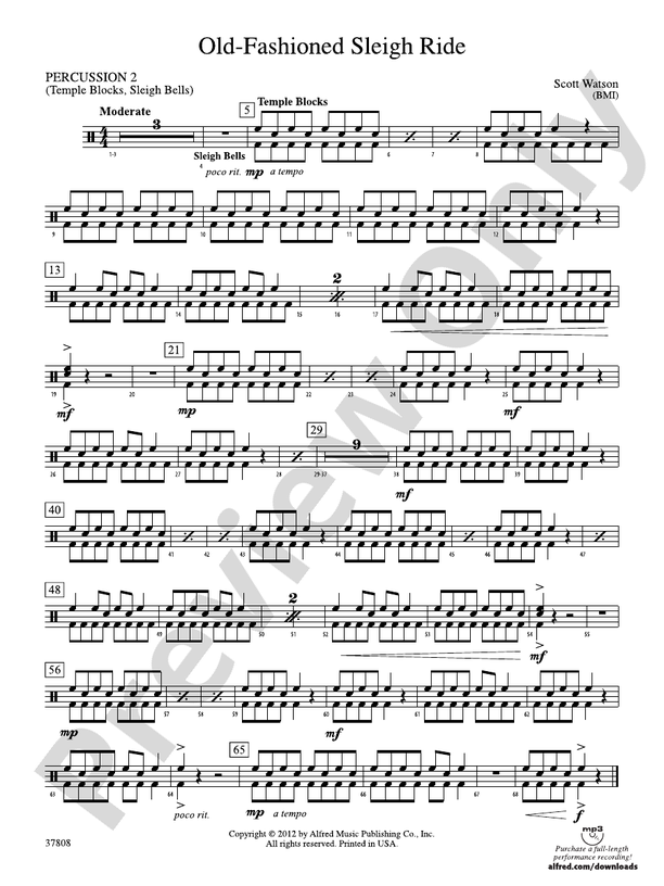 Old-Fashioned Sleigh Ride: 2nd Percussion: 2nd Percussion Part - Digital Sheet Music Download