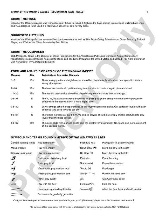 Attack of the Walking Basses: Cello Educational Pack: Cello Educational ...