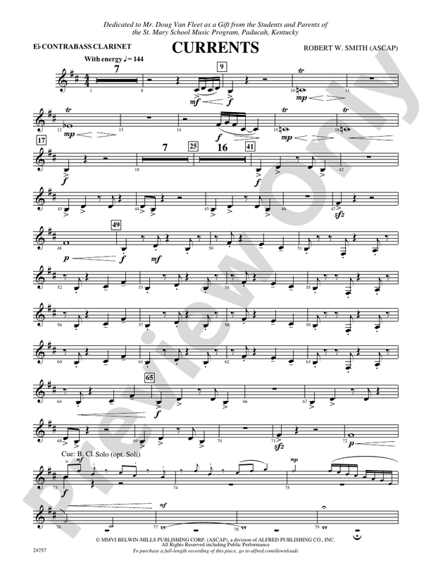 Currents: E-flat Contrabass Clarinet: E-flat Contrabass Clarinet Part - Digital Sheet Music Download