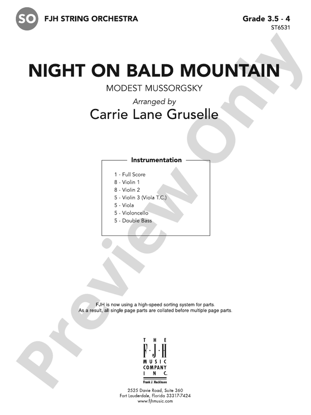 Night on Bald Mountain: Score: : Modest Mussorgsky - Digital Sheet Music Download