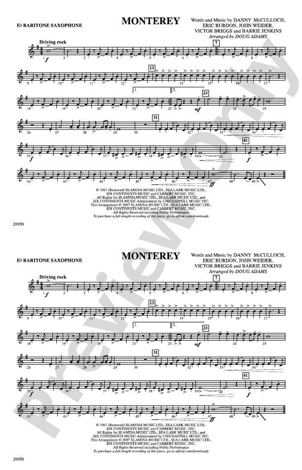 Monterey: E-flat Baritone Saxophone: E-flat Baritone Saxophone Part - Digital Sheet Music Download