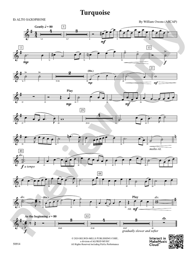 Turquoise: E-flat Alto Saxophone: E-flat Alto Saxophone Part - Digital ...