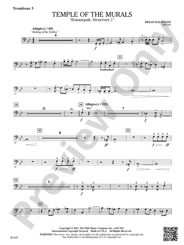 Temple of the Murals: Trombone 3: Trombone 3 Part: Brian Balmages ...