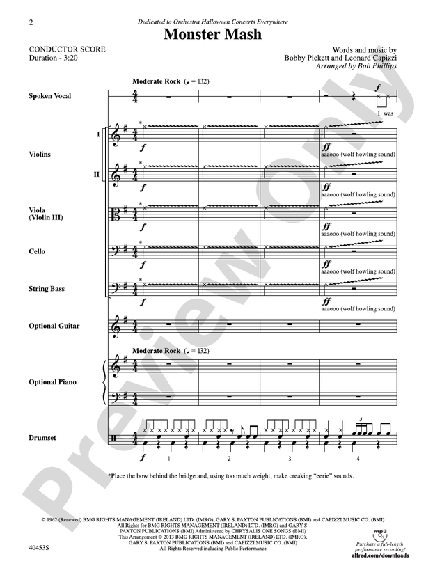 Monster Mash: Score: String Orchestra Score - Digital Sheet Music Download