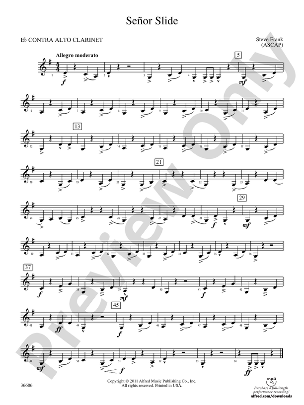 Señor Slide: (wp) E-flat Contrabass Clarinet: (wp) E-flat Contrabass Clarinet World Part ...