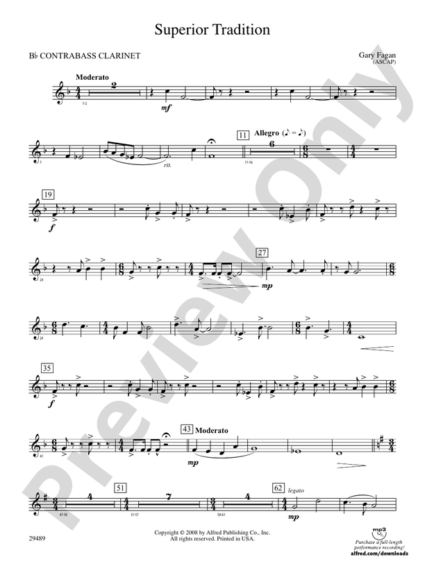 Superior Tradition: (wp) B-flat Contrabass Clarinet: (wp) B-flat Contrabass Clarinet World Part ...
