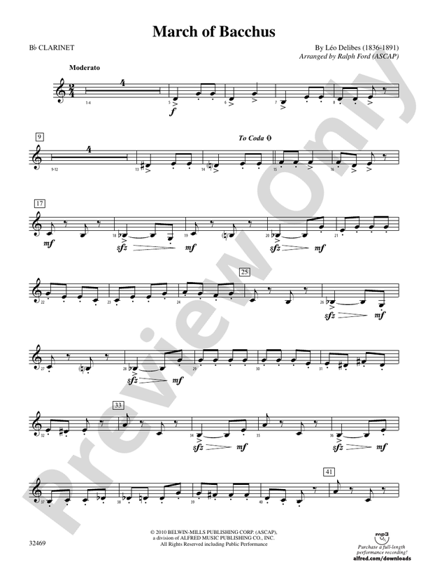 March of Bacchus: 1st B-flat Clarinet: 1st B-flat Clarinet Part - Digital Sheet Music Download