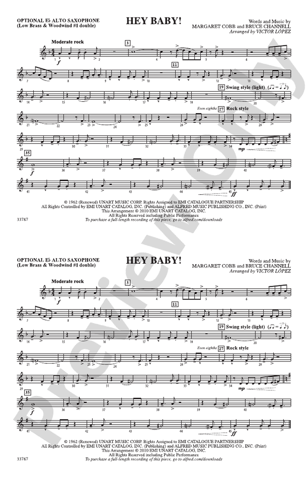 Hey Baby! (from Dirty Dancing): Optional Alto Sax: Optional Alto Sax ...