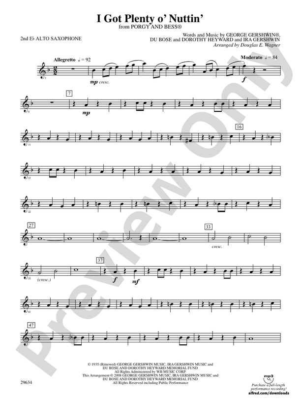 I Got Plenty o' Nuttin': 2nd E-flat Alto Saxophone: 2nd E-flat Alto ...