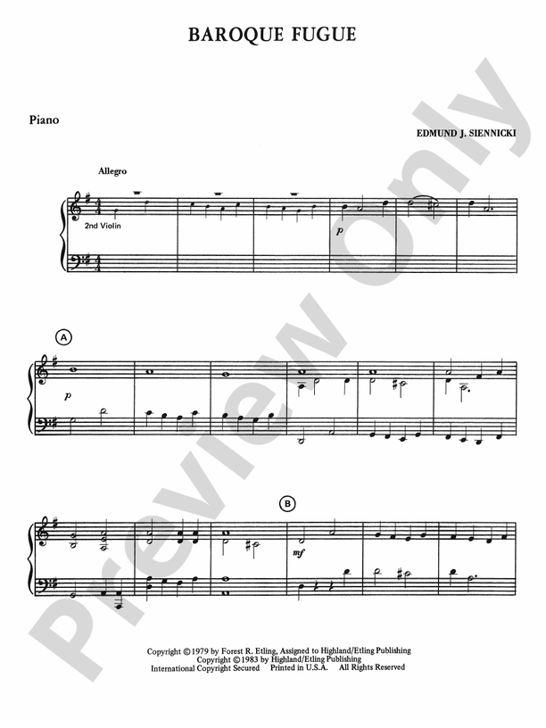 Baroque Fugue: Piano Accompaniment: Piano Accompaniment Part - Digital ...