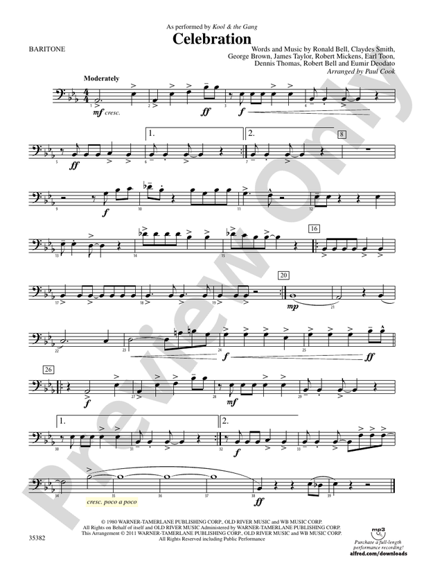 Celebration: Baritone B.C.: Baritone B.C. Part - Digital Sheet Music Download