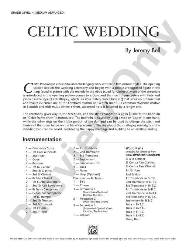 Celtic Wedding: Score: Concert Band Score - Digital Sheet Music Download