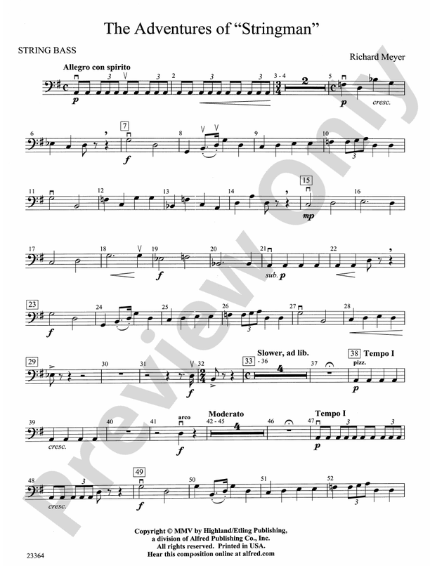 The Adventures of "Stringman": String Bass: String Bass Part - Digital ...