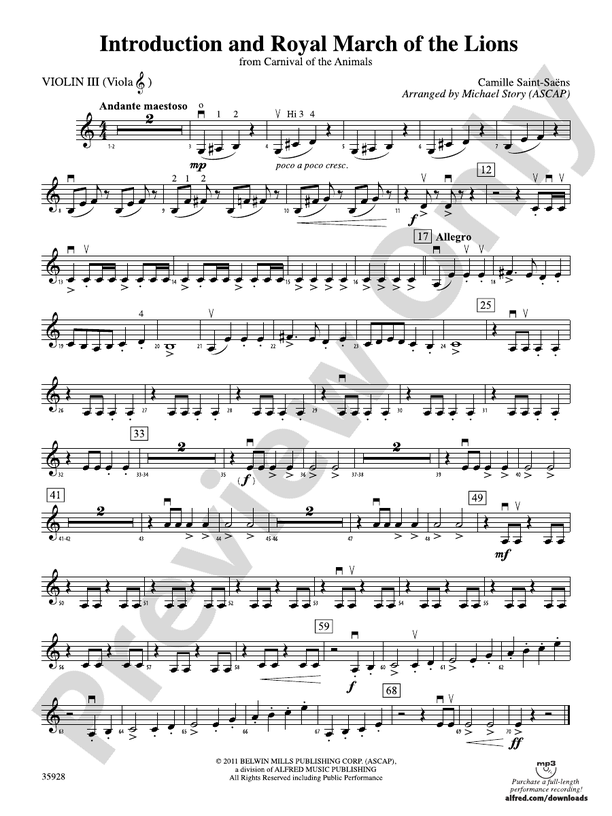 Introduction and Royal March of the Lions (from Carnival of the Animals ...