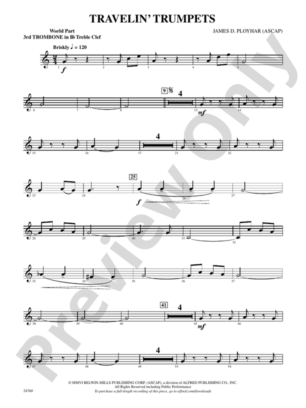Travelin' Trumpets: (wp) 3rd B-flat Trombone T.C.: (wp) 3rd B-flat ...