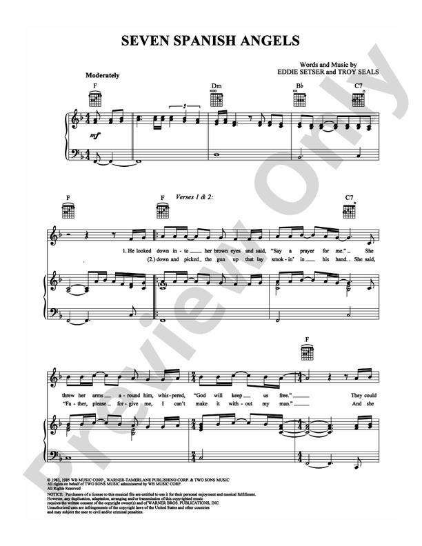 Seven Spanish Angels: Piano/Vocal/Chords: Willie Nelson - Digital Sheet ...