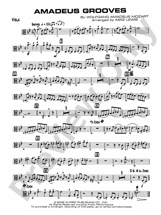 Amadeus Grooves: Viola: Viola Part - Digital Sheet Music Download