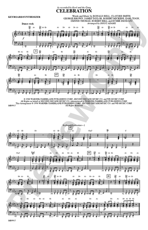 Celebration: Keyboard/Synthesizer: Keyboard/Synthesizer Part - Digital ...