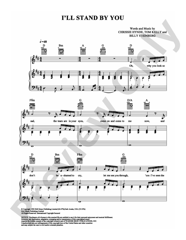 I'll Stand by You: Piano/Vocal/Chords: The Pretenders - Digital Sheet ...