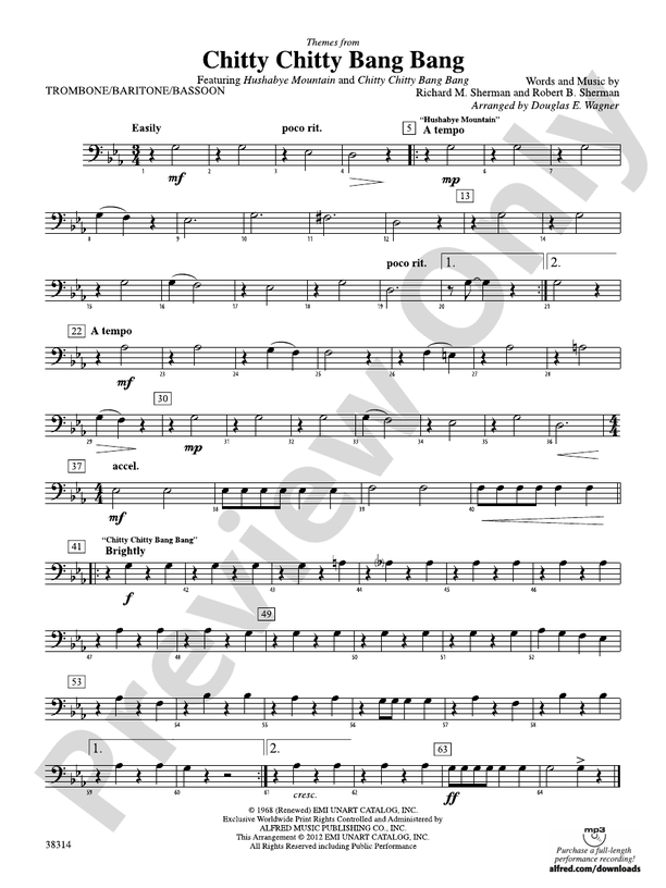 Chitty Chitty Bang Bang, Themes from: 1st Trombone: 1st Trombone Part ...