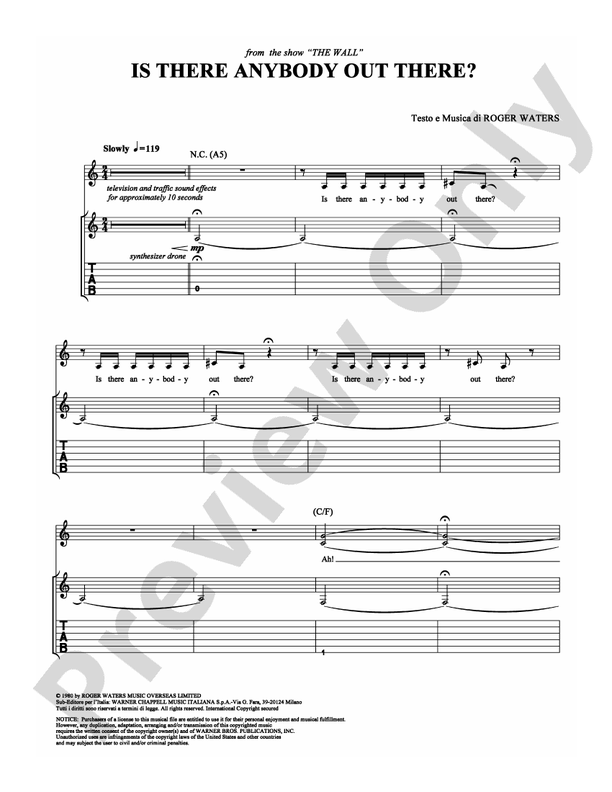 Is There Anybody Out There?: Guitar TAB: Pink Floyd - Digital Sheet Music Download