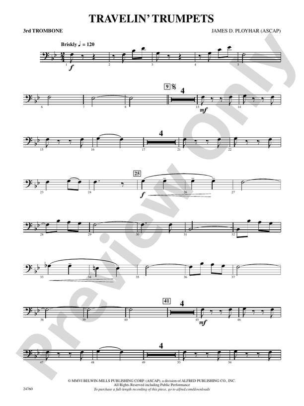 Travelin' Trumpets: 3rd Trombone: 3rd Trombone Part - Digital Sheet Music Download