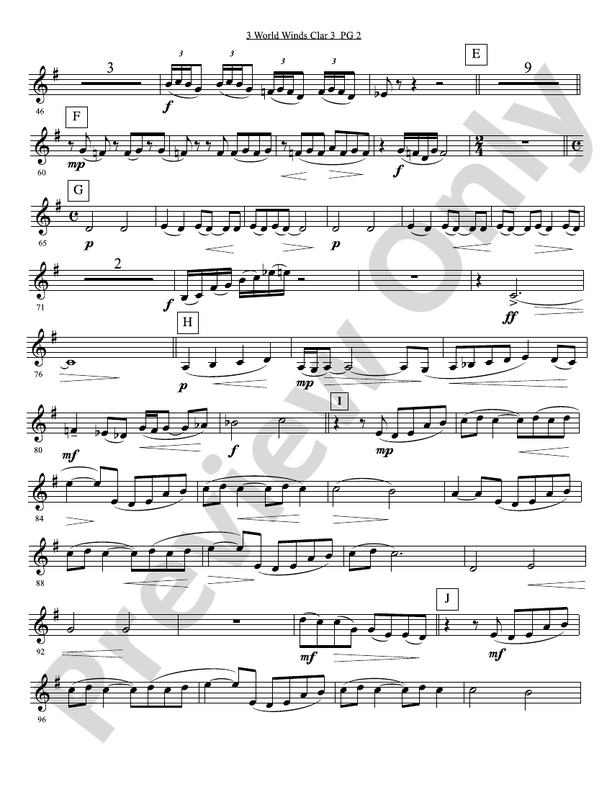 Three World Winds: 3rd B-flat Clarinet: 3rd B-flat Clarinet Part - Digital Sheet Music Download