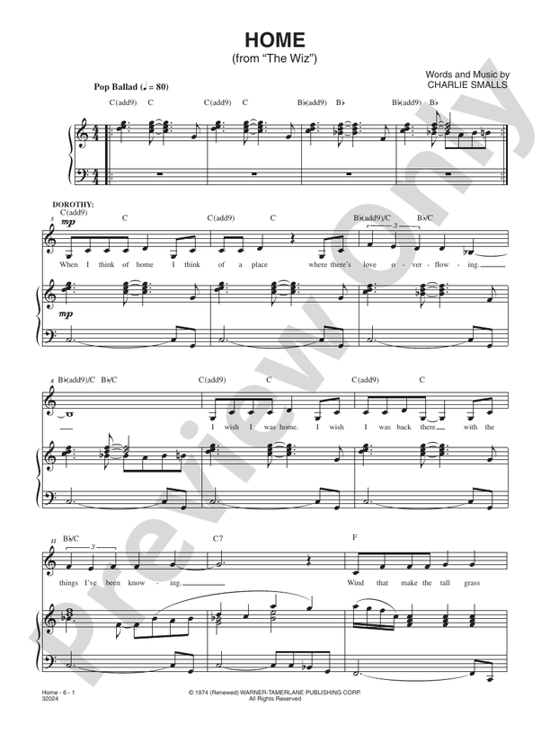 Home(From "the Wiz"): Voice: Jeanine Tesori - Digital Sheet Music Download