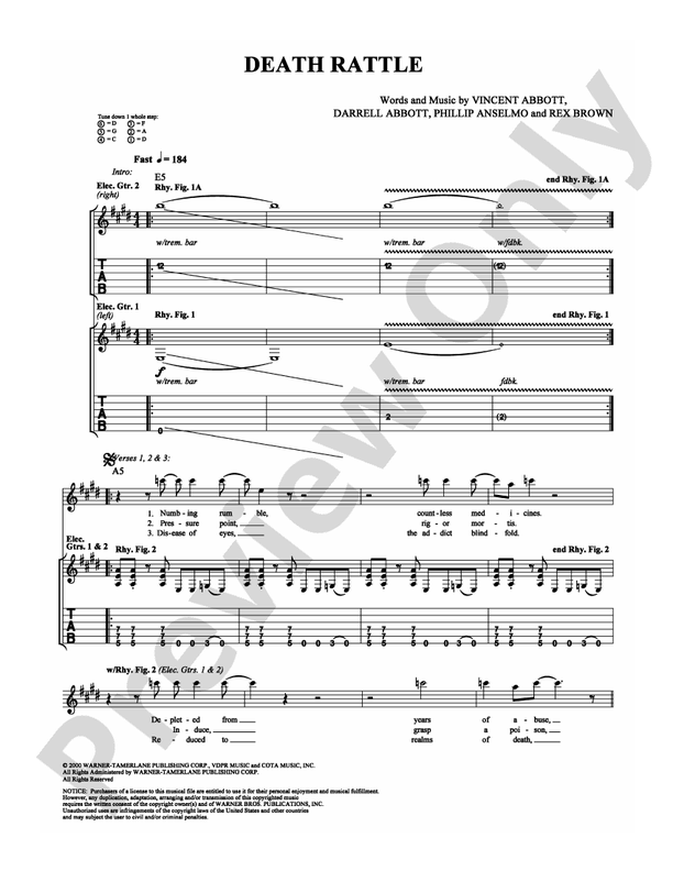 Death Rattle: Guitar TAB: Pantera - Digital Sheet Music Download