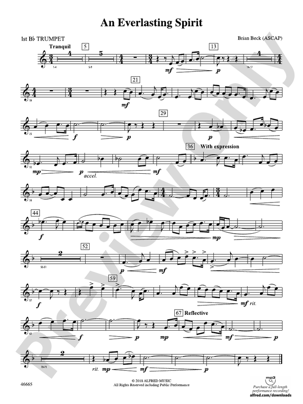 An Everlasting Spirit: 1st B-flat Trumpet: 1st B-flat Trumpet Part - Digital Sheet Music Download