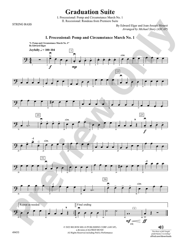 Graduation Suite: String Bass: String Bass Part - Digital Sheet Music ...