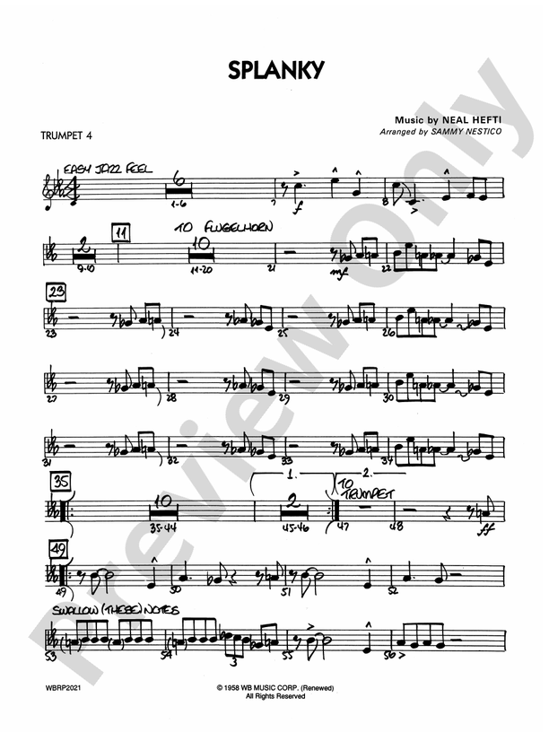 Splanky: 4th B-flat Trumpet: 4th B-flat Trumpet Part - Digital Sheet ...