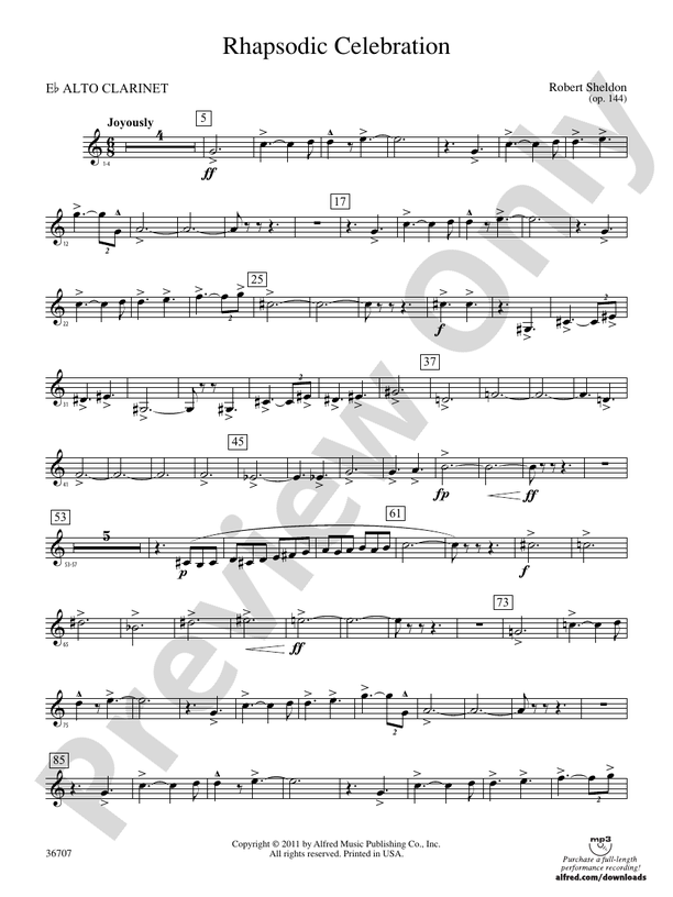 Rhapsodic Celebration: (wp) E-flat Alto Clarinet: (wp) E-flat Alto Clarinet World Part - Digital ...