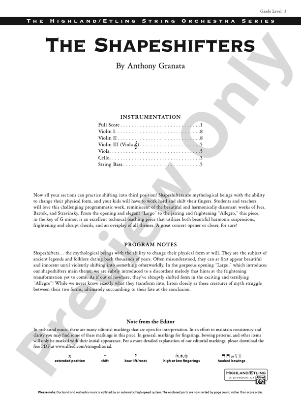 The Shapeshifters: String Orchestra Conductor Score & Parts: Anthony ...