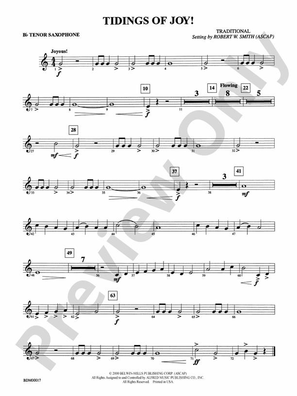 Tidings of Joy!: B-flat Tenor Saxophone: B-flat Tenor Saxophone Part ...