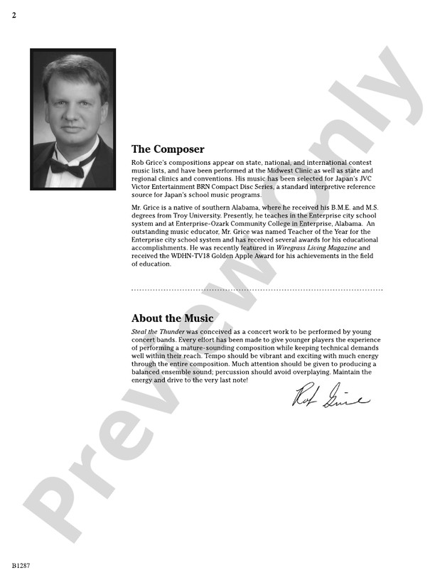 Steal the Thunder: Score: : Rob Grice - Digital Sheet Music Download